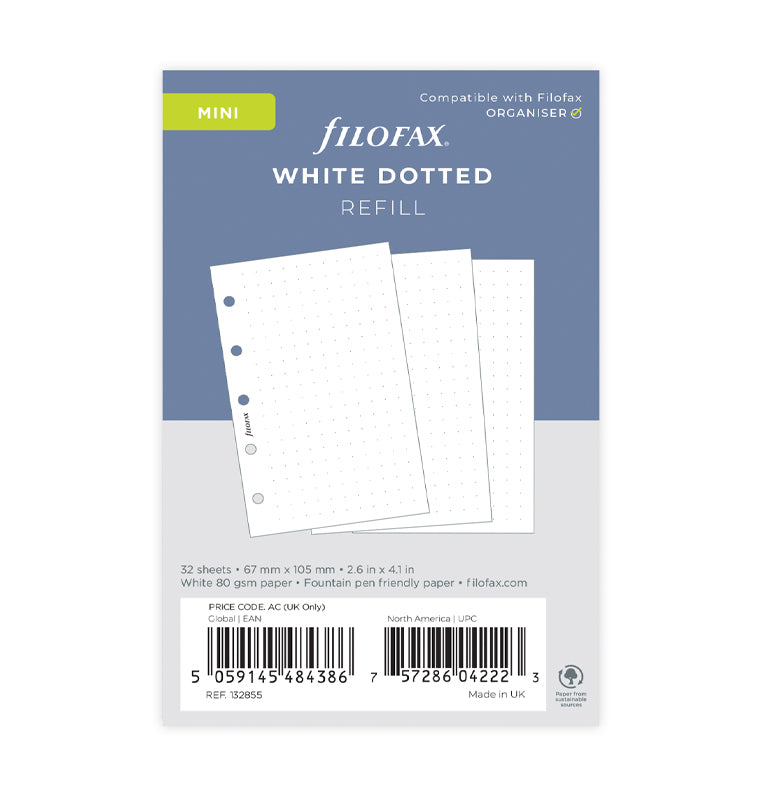tečkované papíry bílé, Mini | Filofax – Filofax CZ